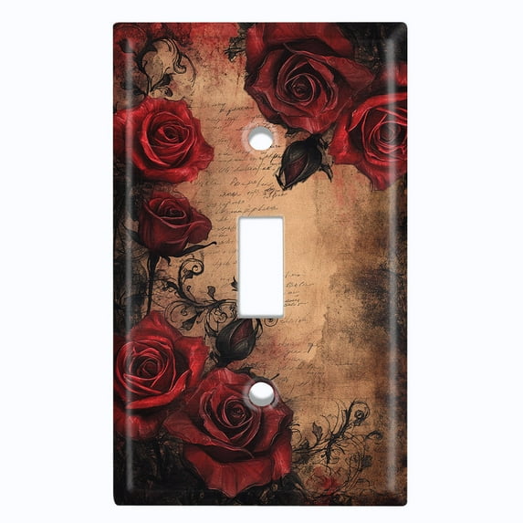 Metal Light Switch Wall Plate Outlet Cover (Printed Image of Gothic Red ...