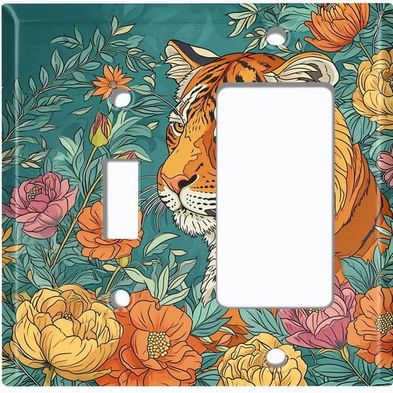 Metal Light Switch Wall Plate Outlet Cover (Printed Image of Tiger in ...