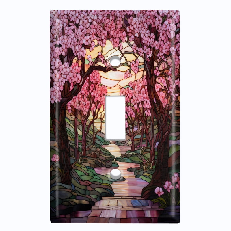 Metal Light Switch Wall Plate Outlet Cover (Stained Glass Cherry ...