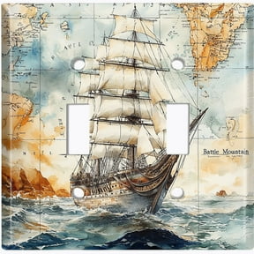 Nautical Double Toggle Switch Plate (2 Gang) with Sea Turtle & Ocean ...