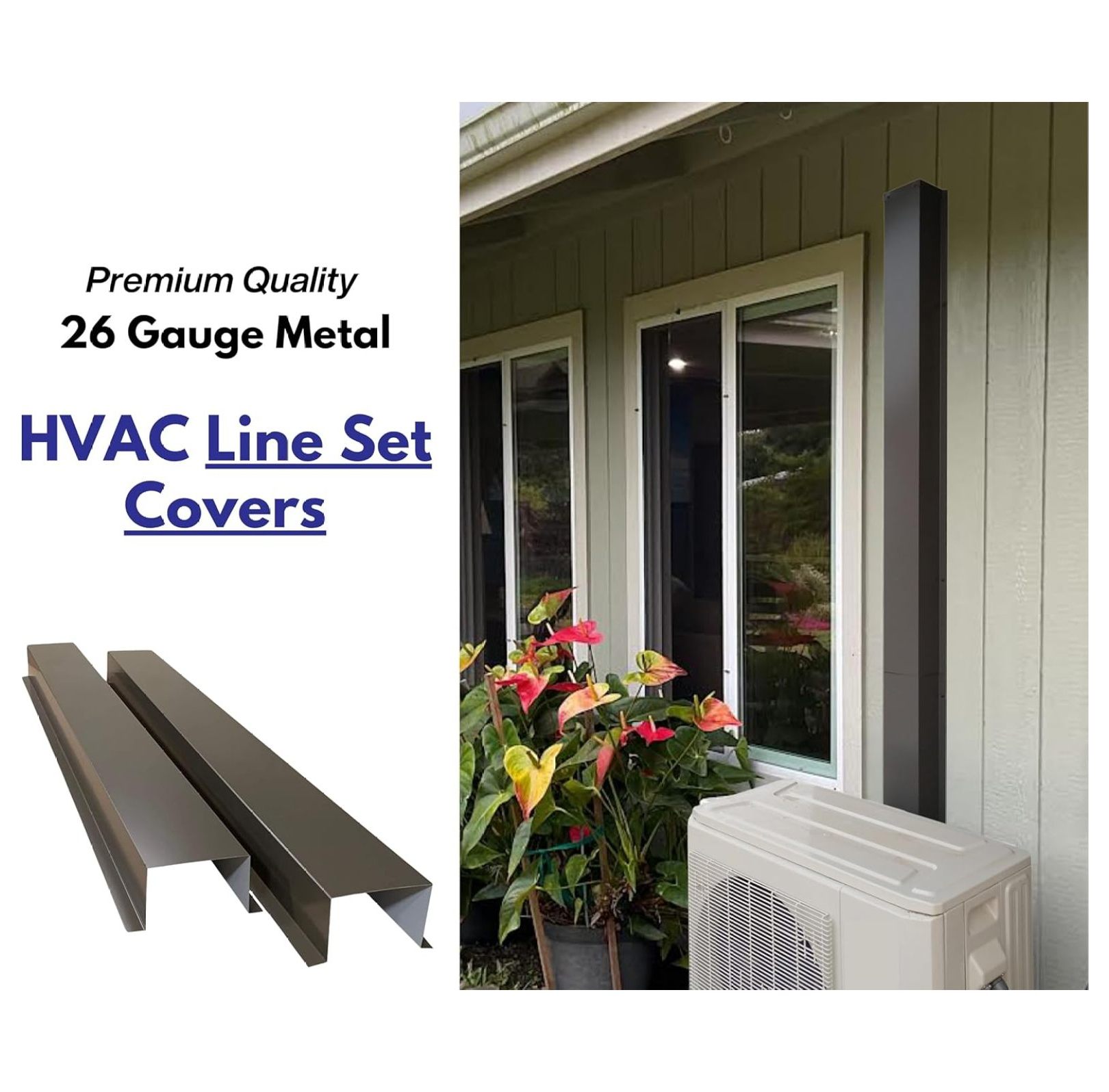 Metal Line Set Cover Kit for Mini Split and Central Air Conditioner ...