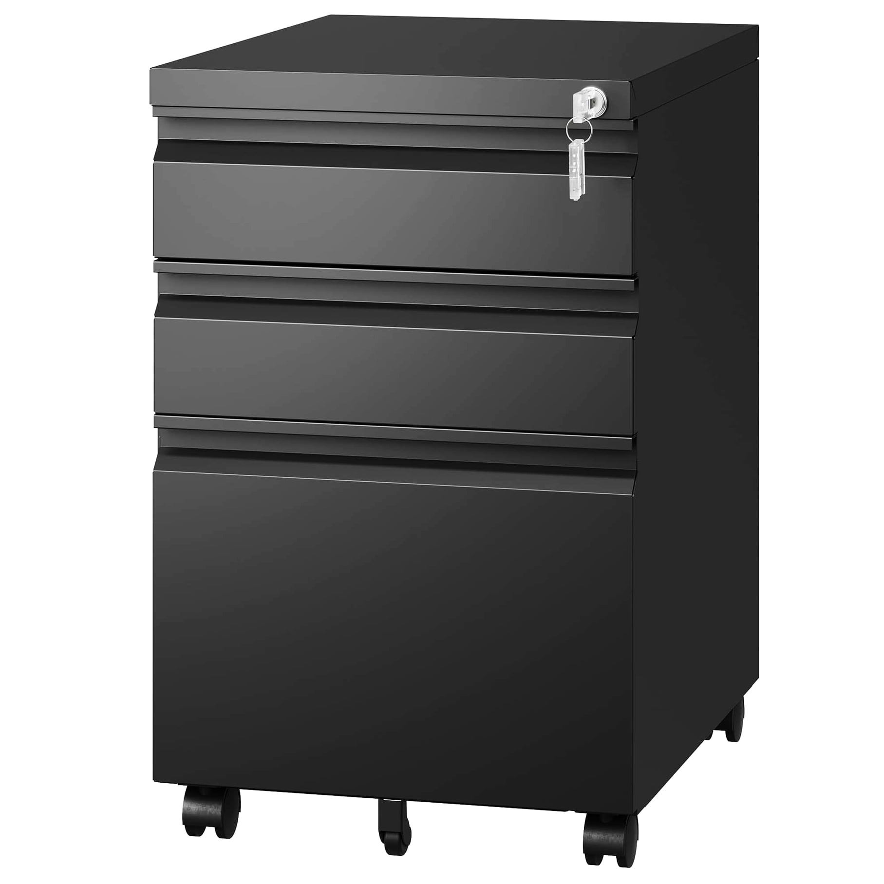 Metal Lockable 3 Drawer Filing Cabinet, Black, Fully Assembled, Home ...