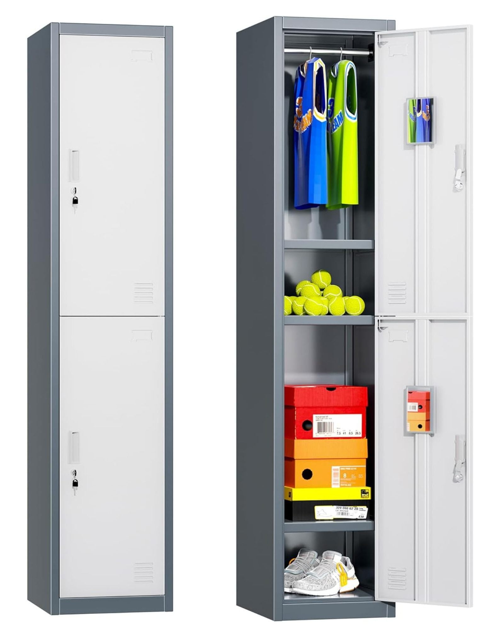 Metal Locker with 2 Doors, 72" Metal Lockers for Employees with Lock ...