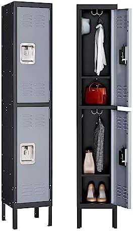 Metal Locker 2 Tier, Employee Lockers with Keys, Lockable Freestanding ...