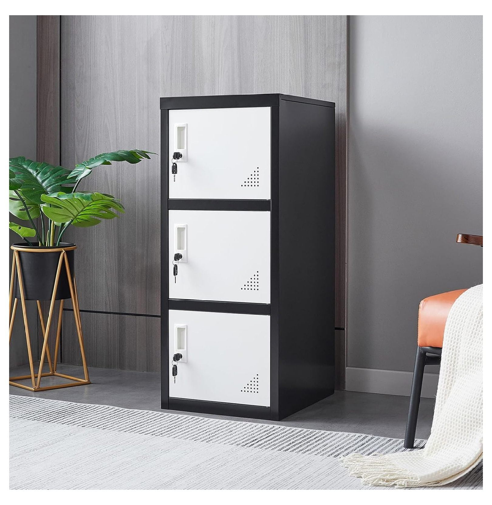 Metal Locker with 3 Doors, Storage Lockers for Employees, Locker ...