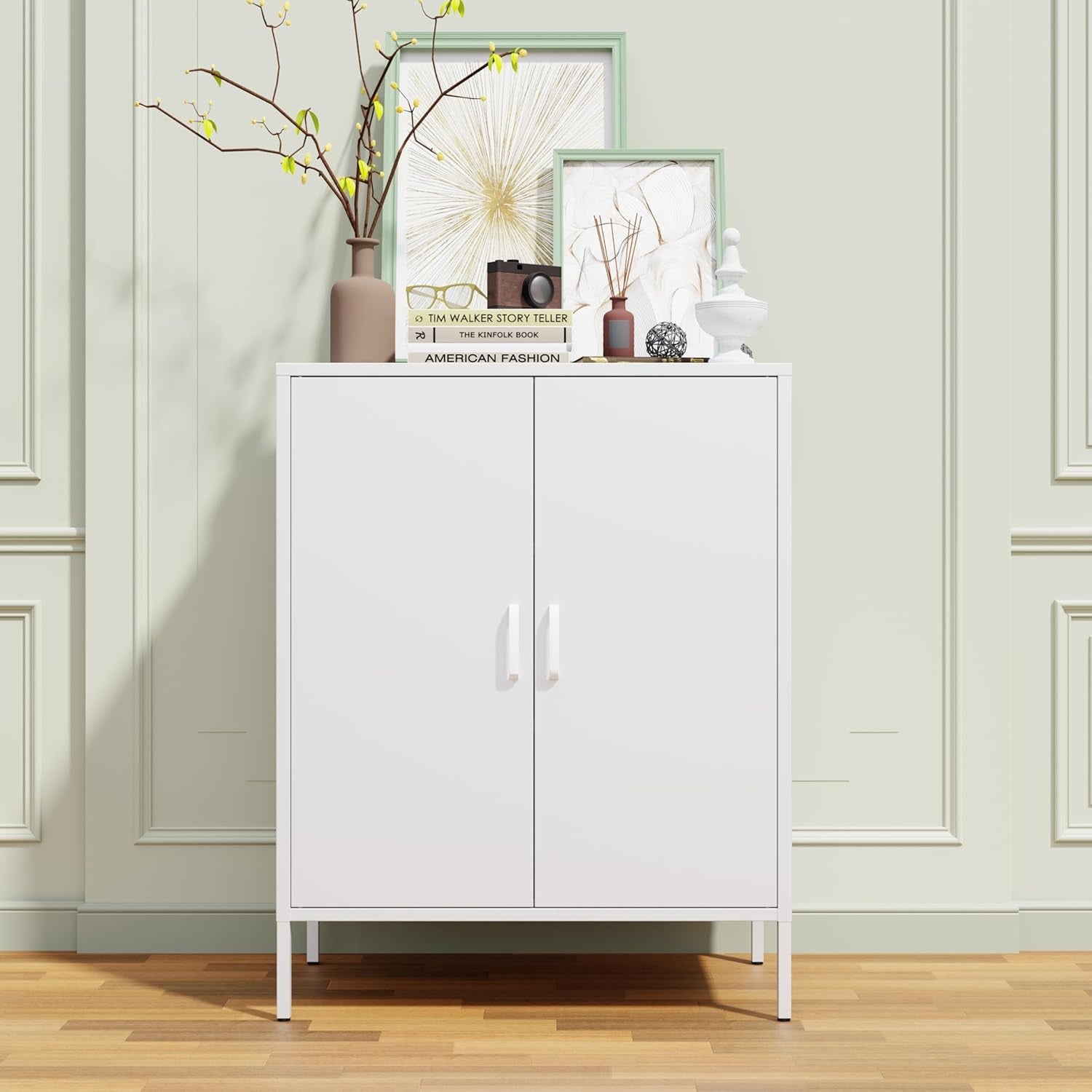 Elegant Metal Locker Cabinet with 2 Doors, Metal Accent Cabinets with 2 ...