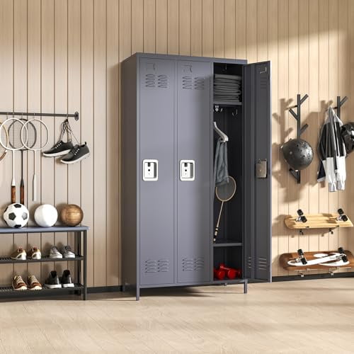 Metal Locker Cabinet with 3 Doors Combination, Storage Locker Cabinet ...