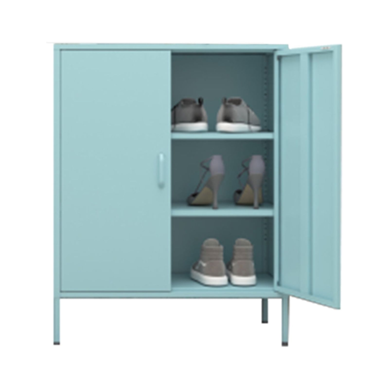 Metal Locker Cabinet With Mesh Doors Adjustable Shelves Free Standing ...