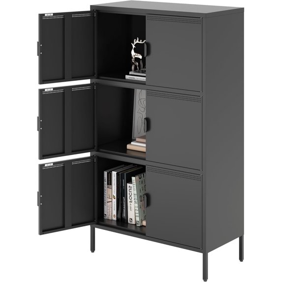 Metal Locker Cabinet with 6 Doors, Metal Accent Cabinets,Home Office ...