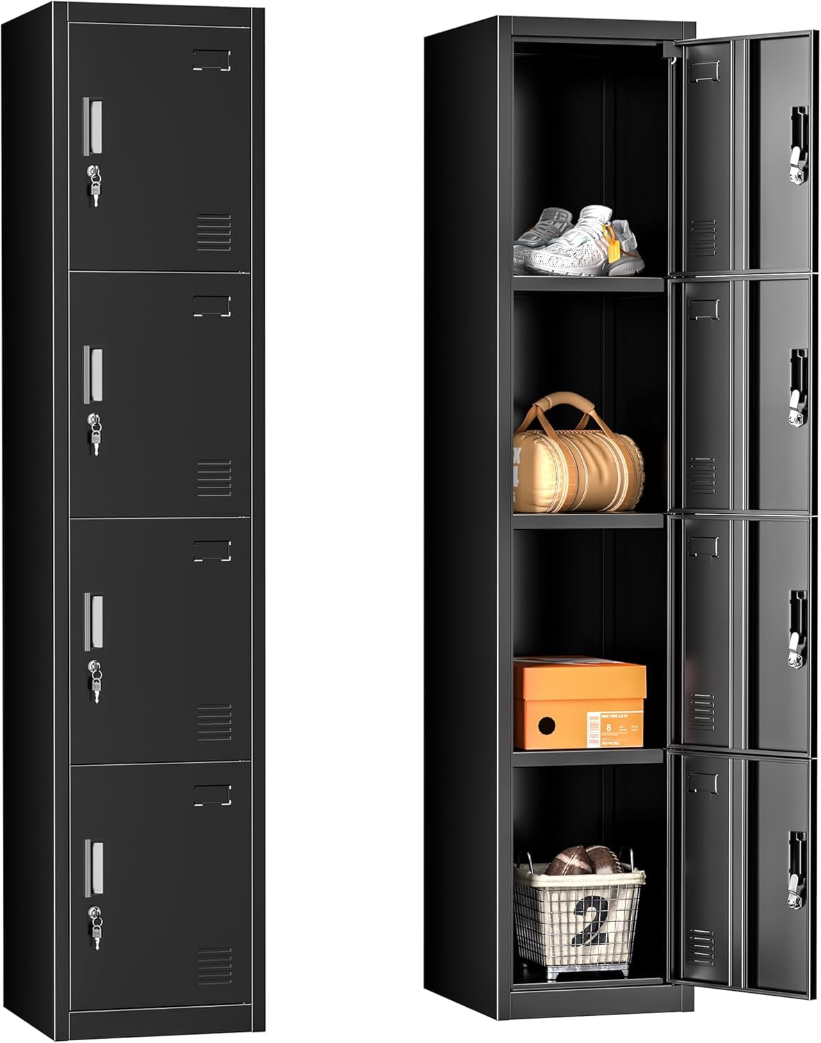 Metal Locker for Employee with Lock, 72" H Employee Locker Storage ...