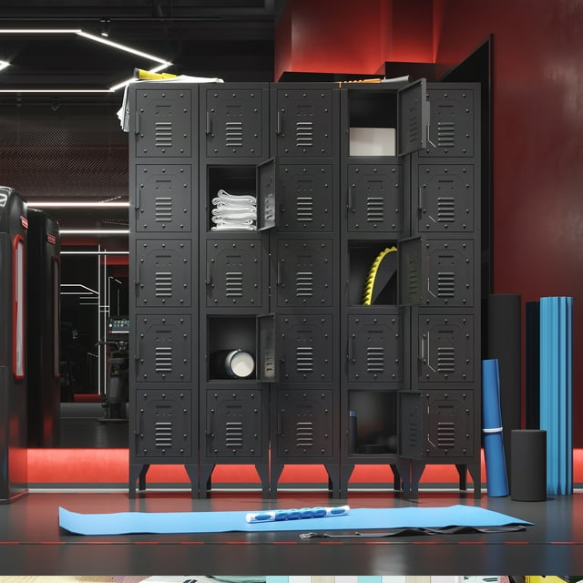 Metal Locker for Employees, 5 Doors Storage Cabinet , Gray Steel ...