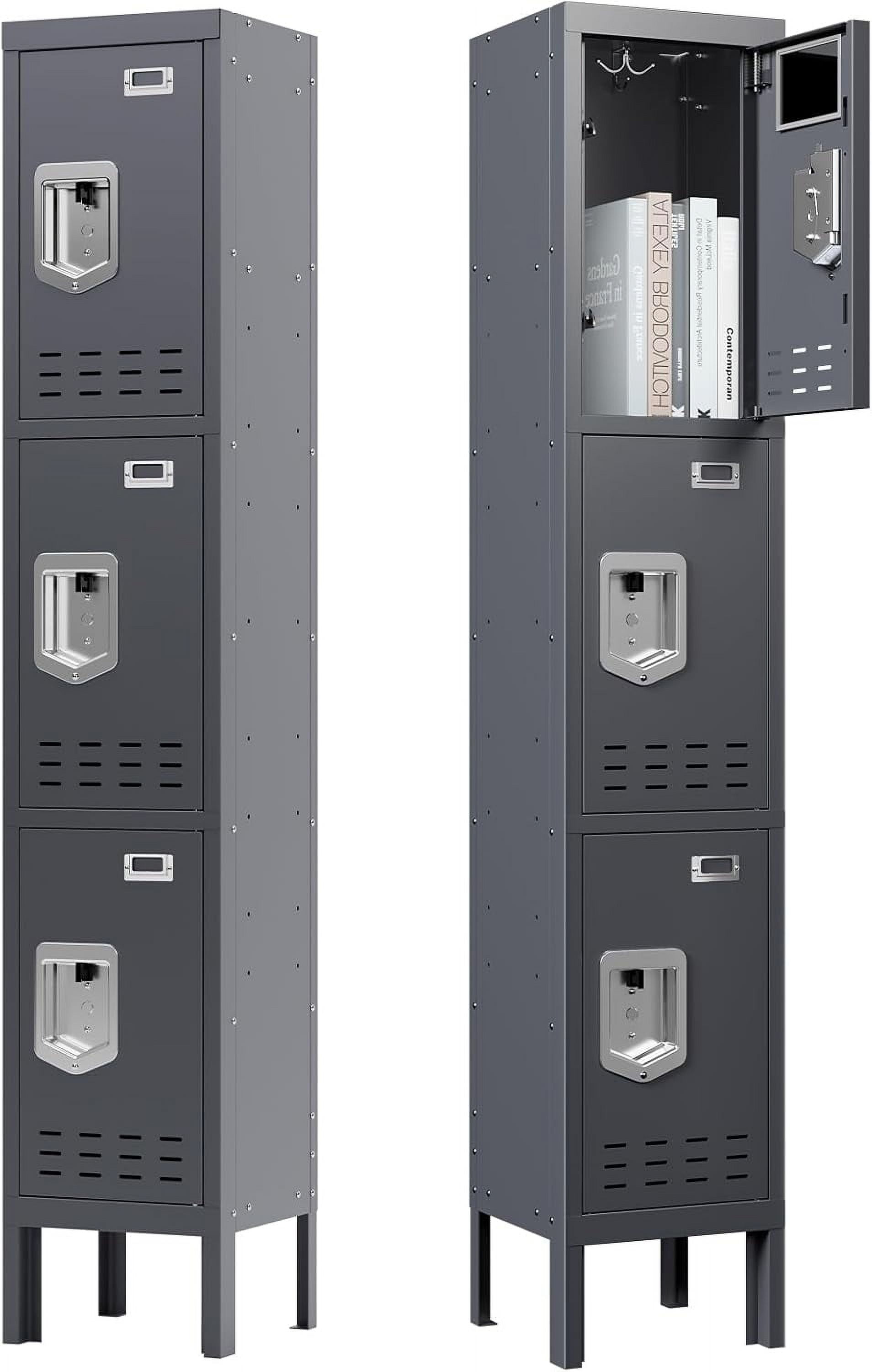 Metal Locker, Lockers for Employees, 66" Storage Locker with Mirror ...