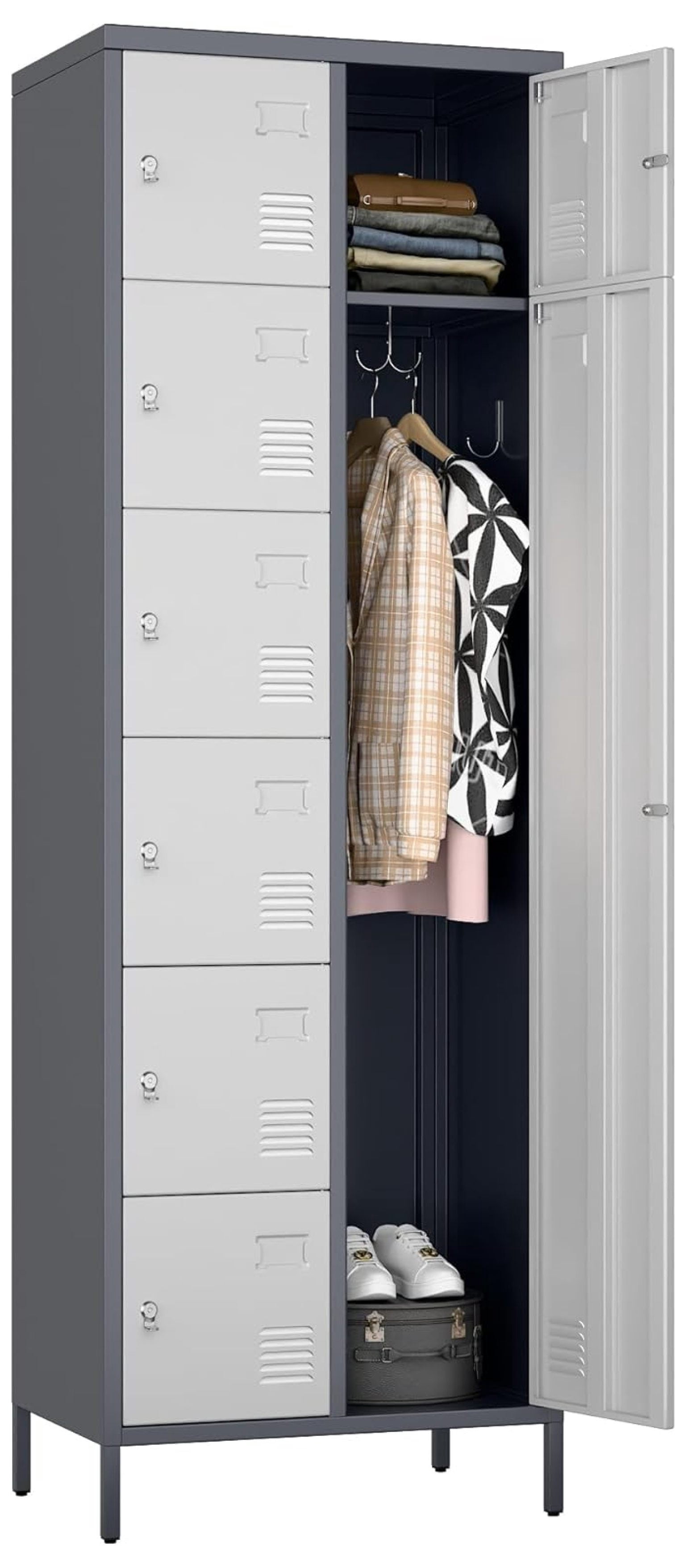 Metal Locker for School Office Gym Bedroom, 8 Doors Steel Storage ...