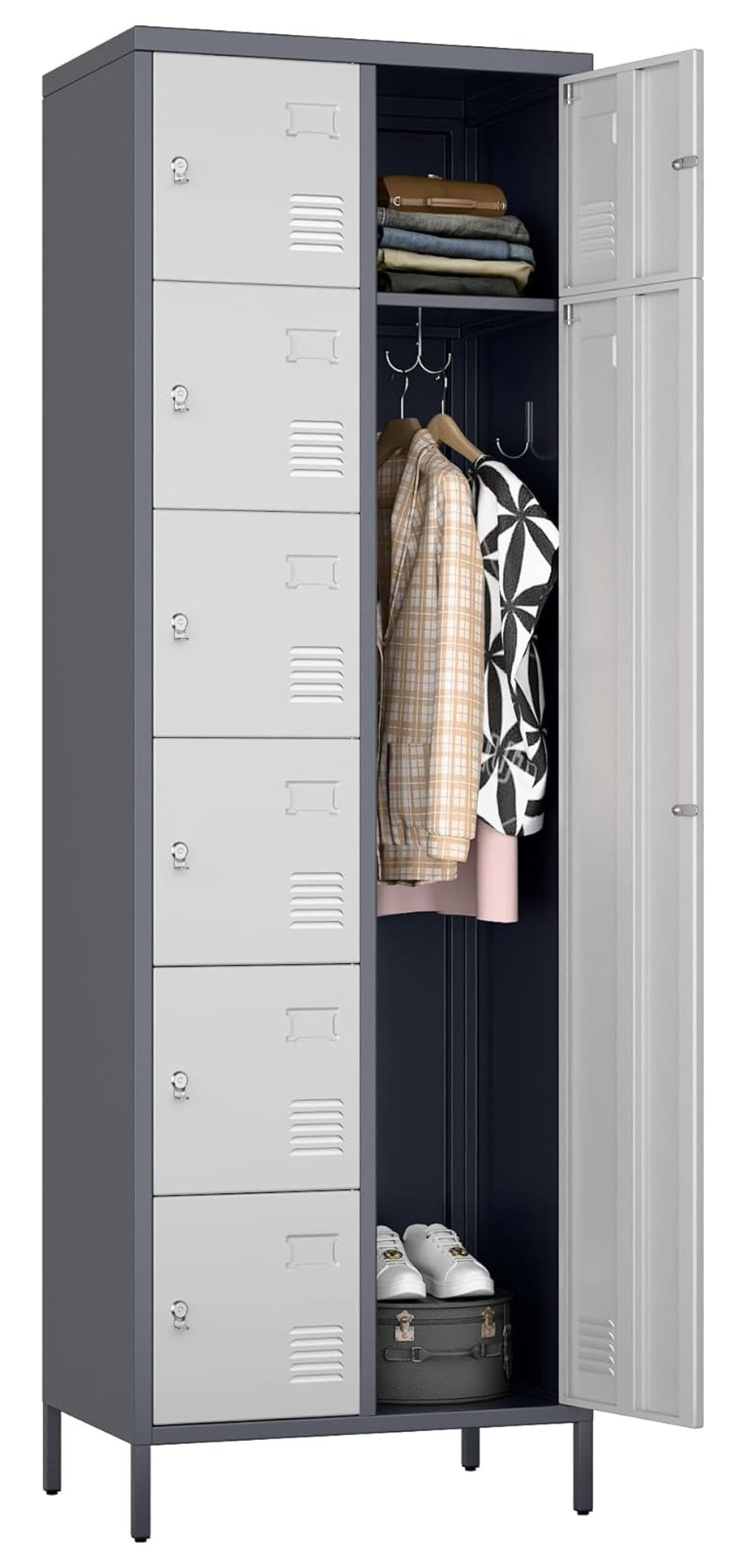Metal Locker for School Office Gym Bedroom, 8 Doors Steel Storage ...