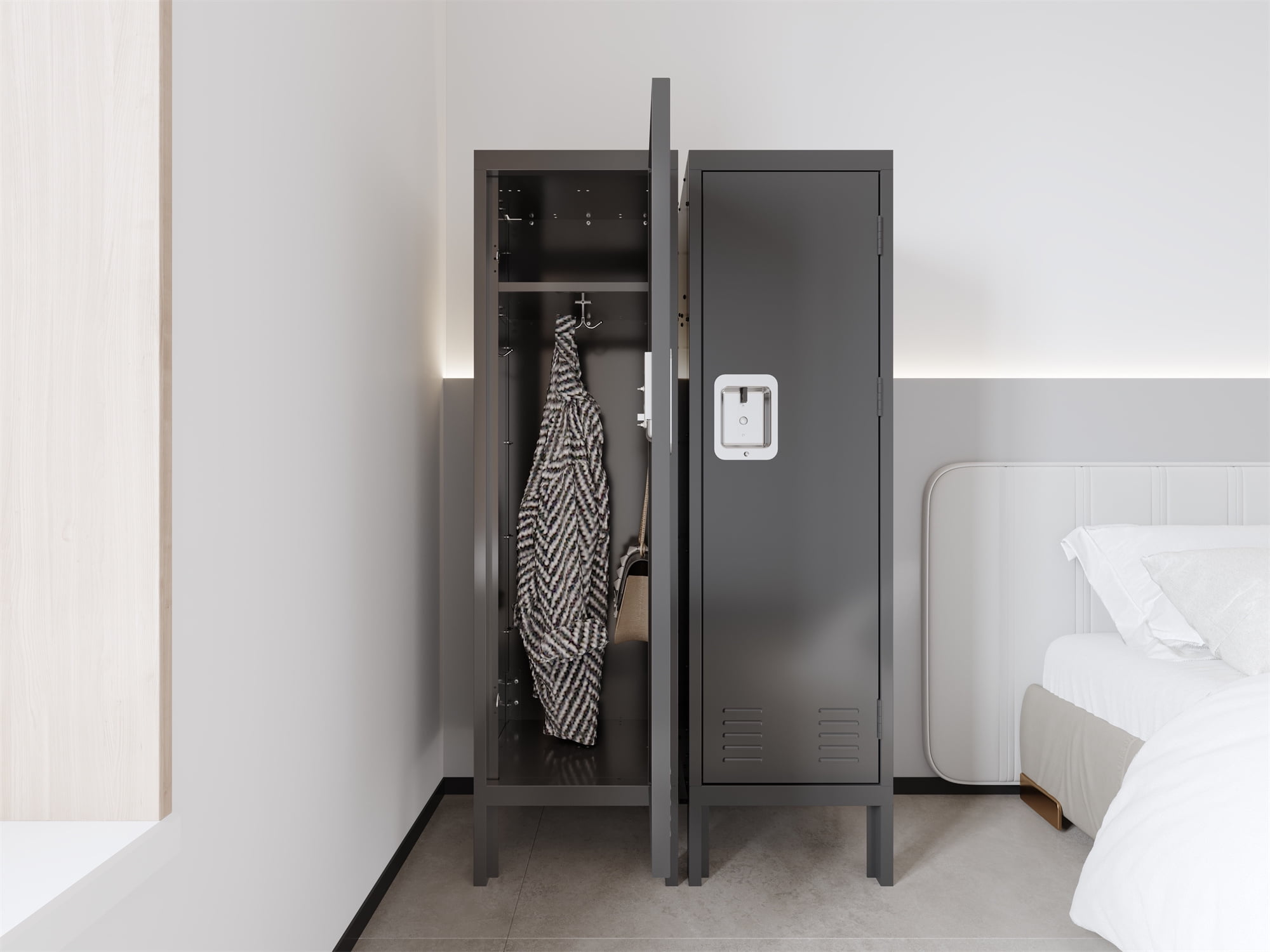 Metal Locker Single Tier Steel Storage Cabinet With 2 Separate ...