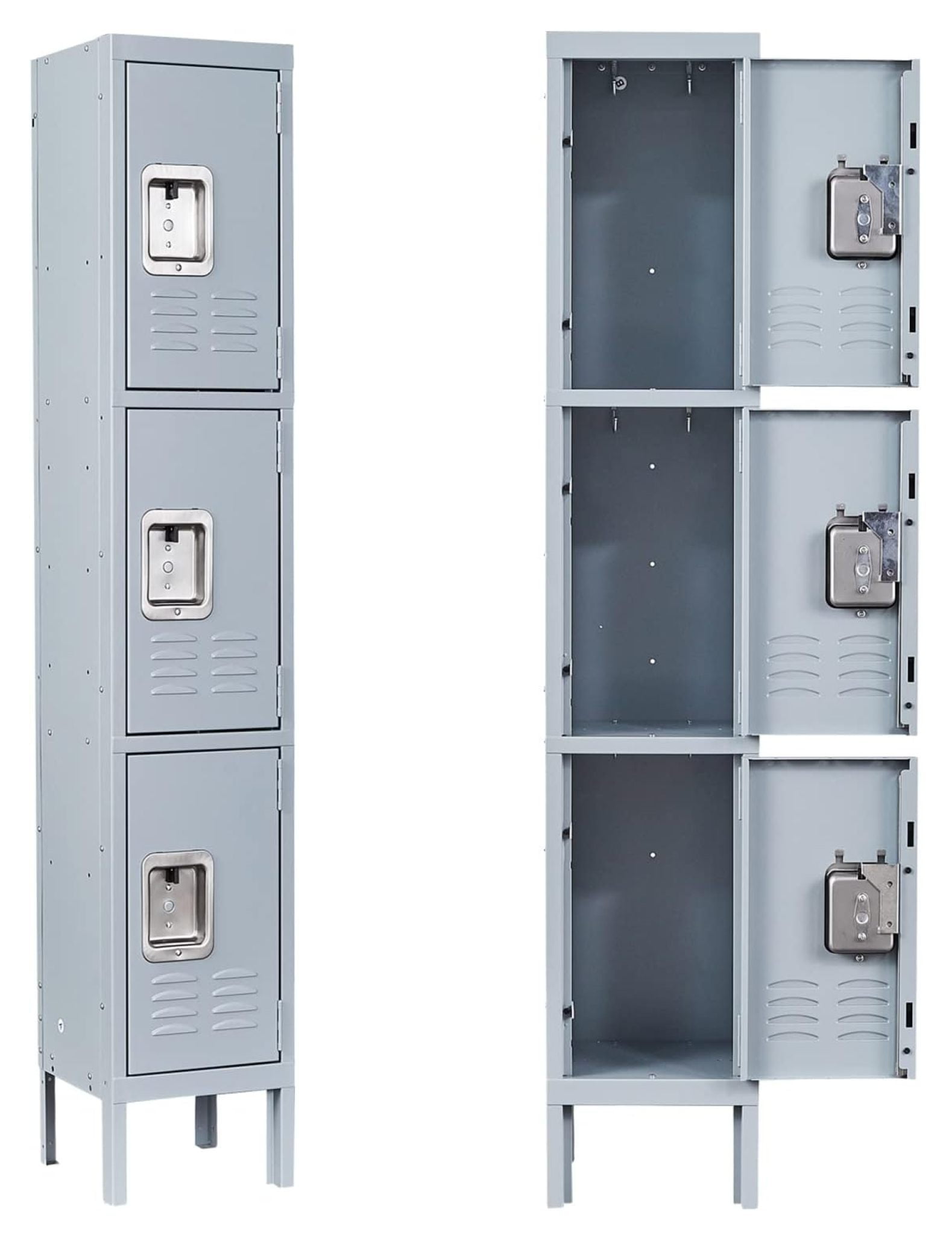 Metal Locker Steel Storage Cabinet with 3 Doors for Office School Gym ...