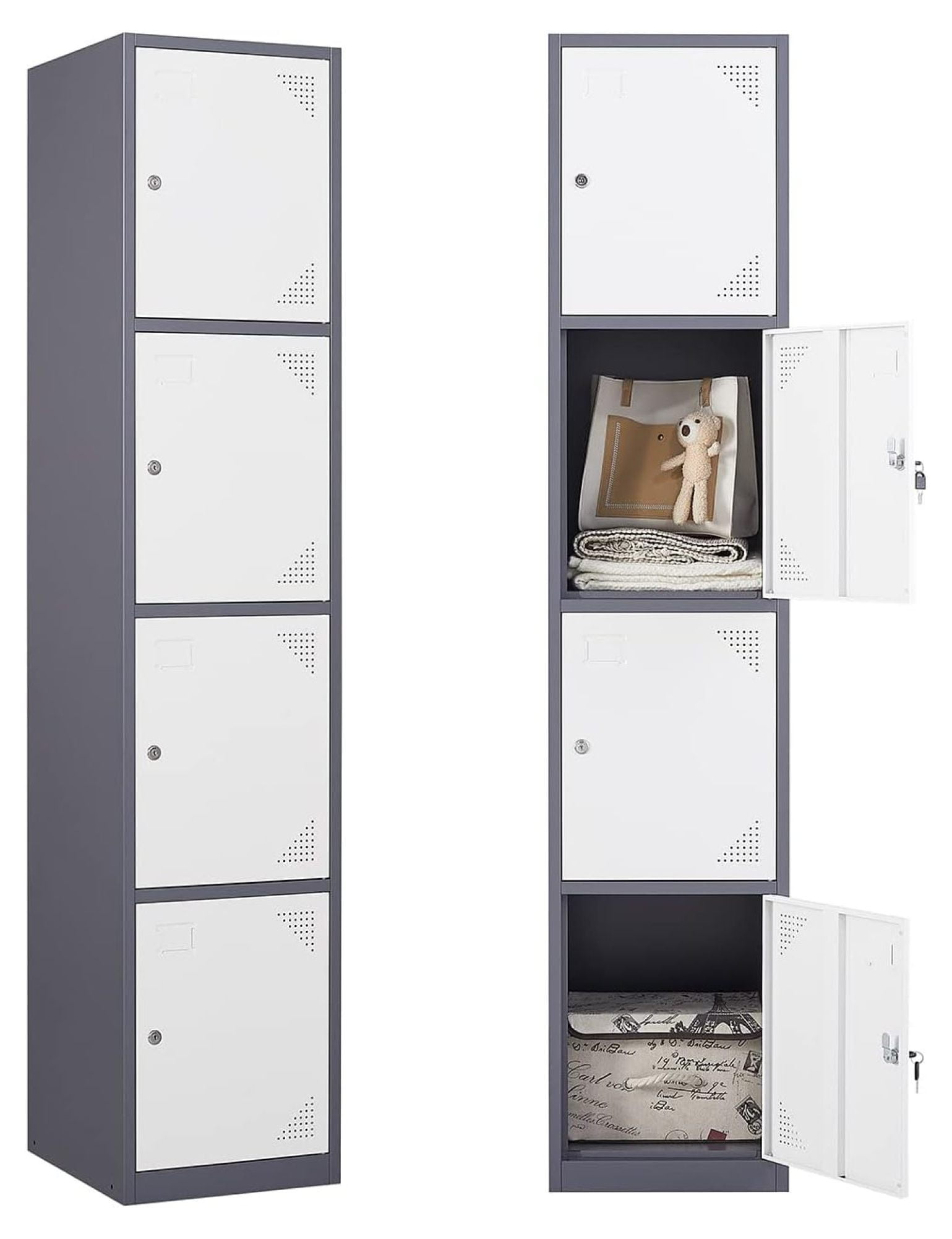 Metal Locker Steel Storage Cabinet with 4 Doors for Office School Gym ...