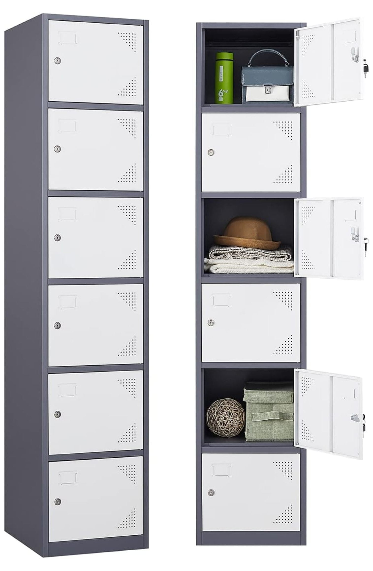 Metal Locker Steel Storage Cabinet with 6 Doors for Office School Gym ...