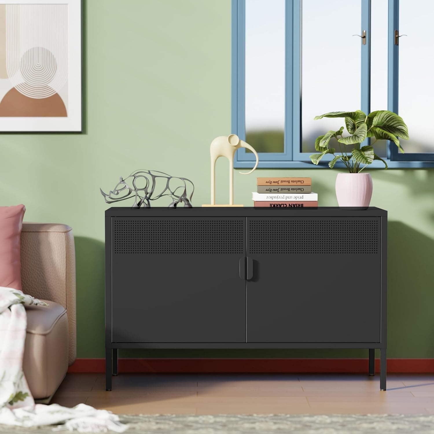 Elegant Metal Locker Storage Cabinet, 2 Door Metal Accent Cabinet,2 ...