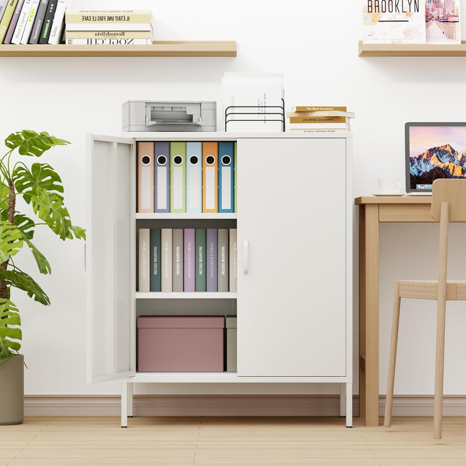 Metal Locker Storage Cabinet with 2 Doors and 4 Shelves,39.96" Tall ...