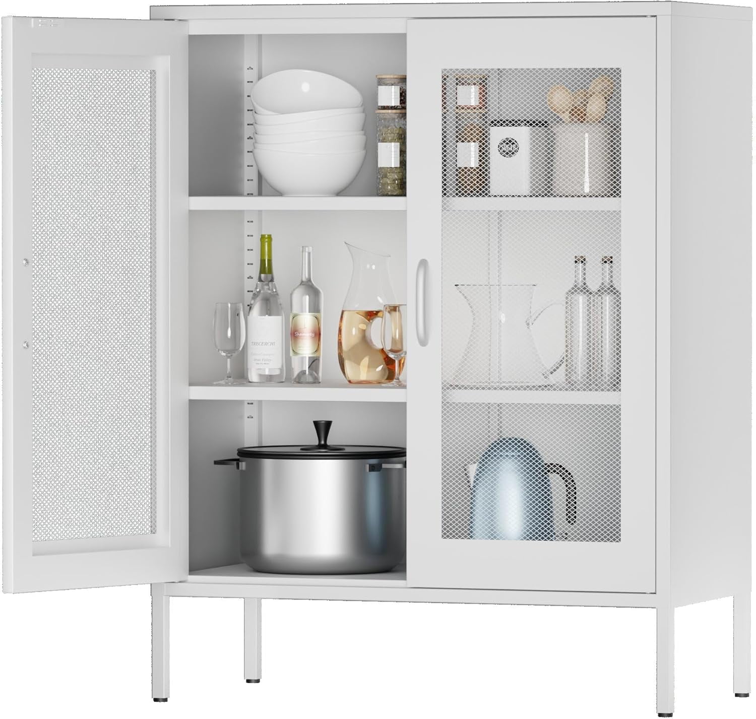 Metal Locker Storage Cabinet with 2 Mesh Doors and Adjustable Shelves ...