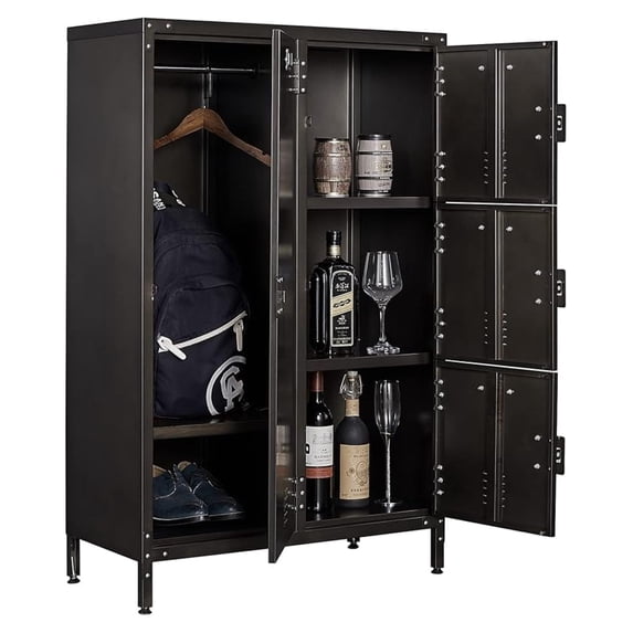 Metal Locker Storage Cabinet, 55" Employees Locker with 4 Doors, Steel ...