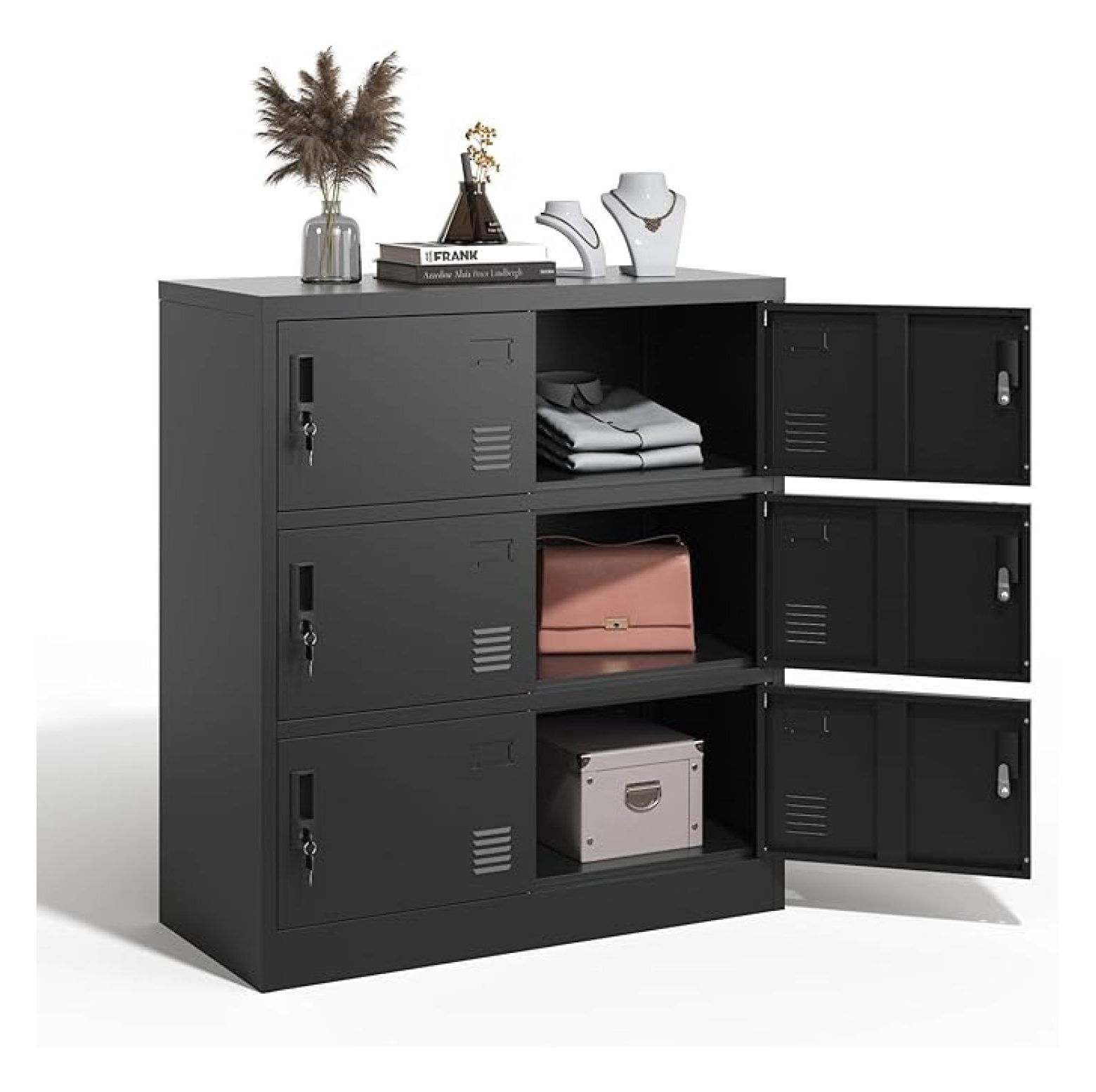 Metal Locker Storage Cabinet with 6 Door, Storage Lockers for Employee ...