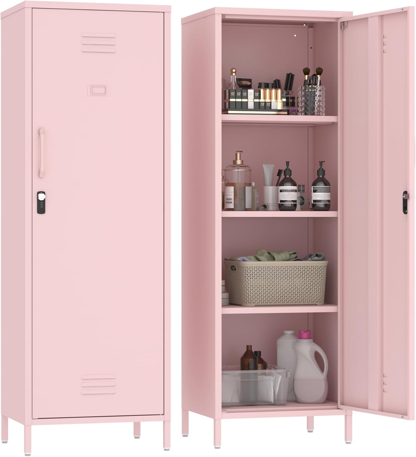 Metal Locker Storage Cabinet with Adjustable Shelves, 59" H Pink ...