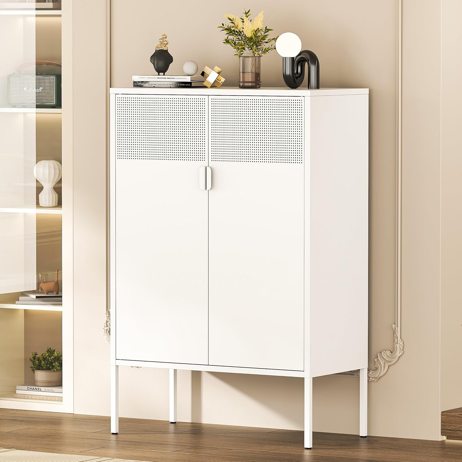 Metal Locker Storage Cabinet, Heavy-Duty, Adjustable Shelf, Magnetic ...