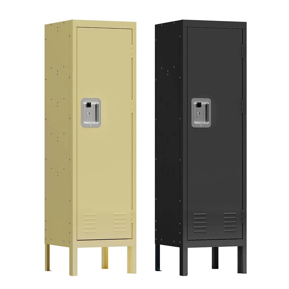 Metal Locker Storage Cabinet Large Capacity Wardrobe Cabinet Yellow ...