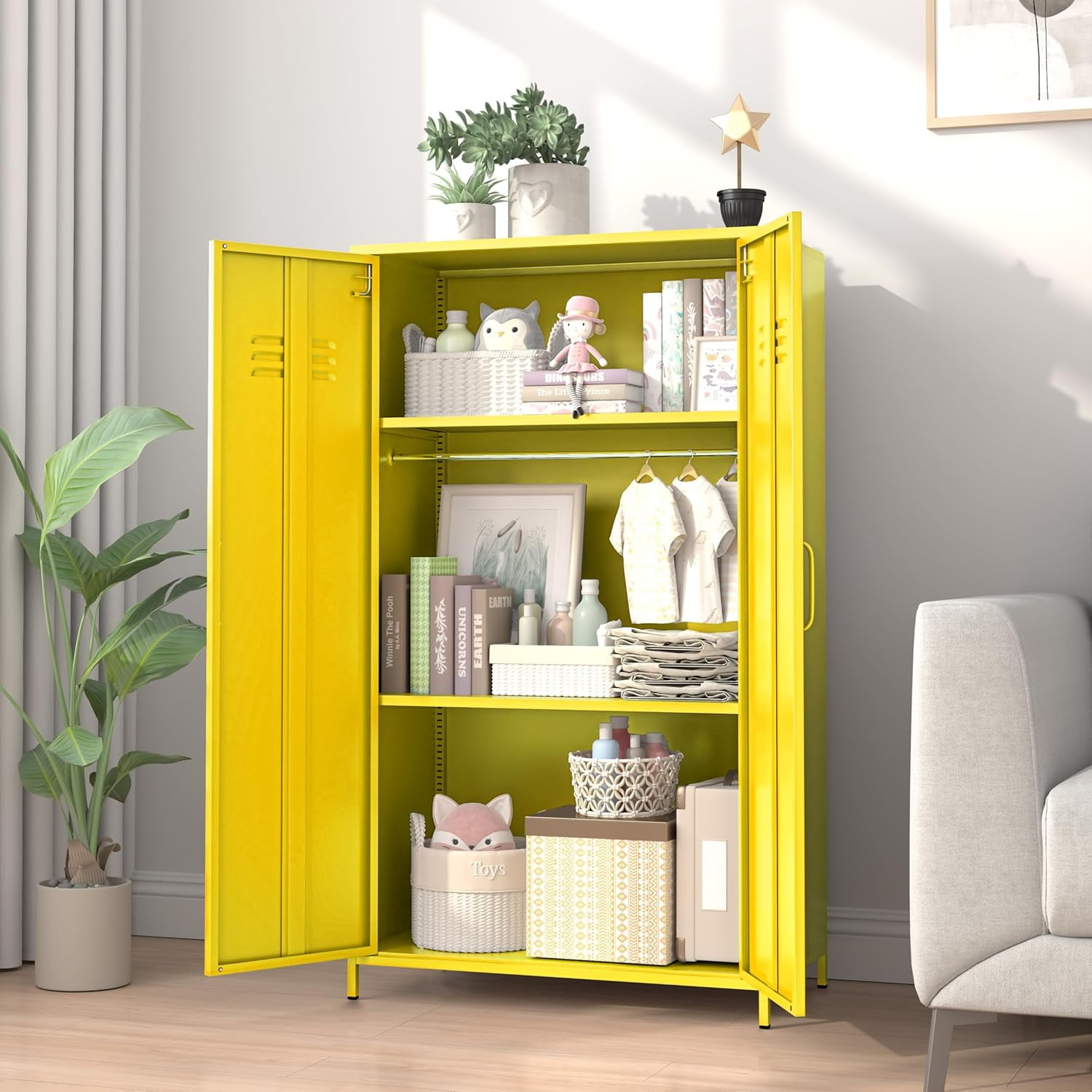 Metal Locker Storage Cabinet Steel Kids Wardrobe Changing Room Locker ...