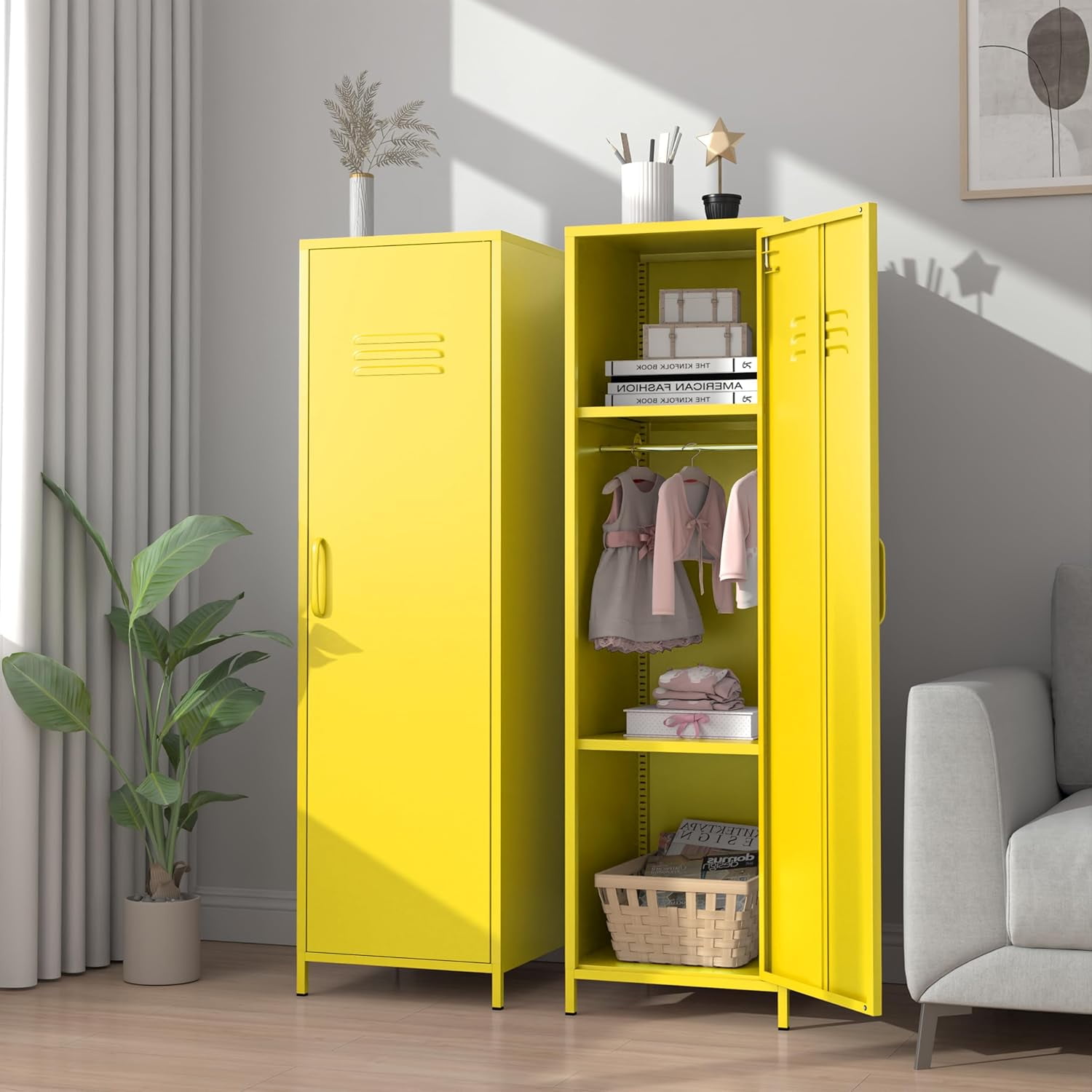 Metal Locker Storage Cabinet Steel Kids Wardrobe Changing Room Locker ...