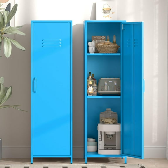 Metal Locker Storage Cabinet, Steel Locker with Magnetic Door and Two ...