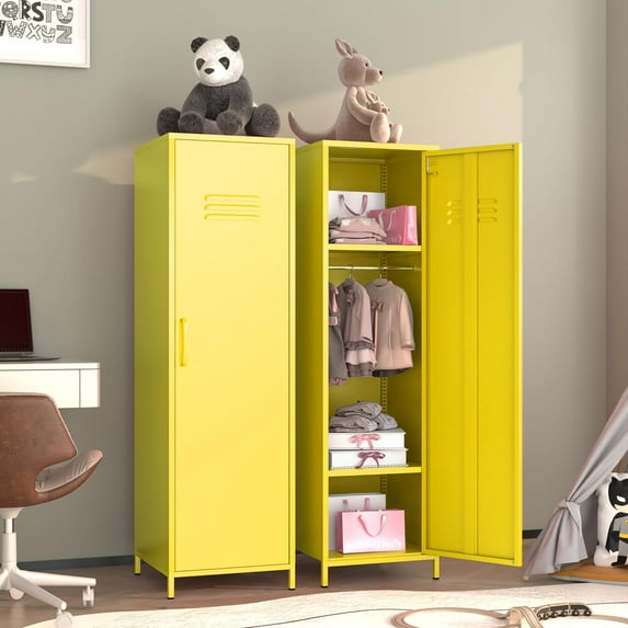 Metal Locker Storage Cabinet, Steel Locker with Magnetic Door and Two ...