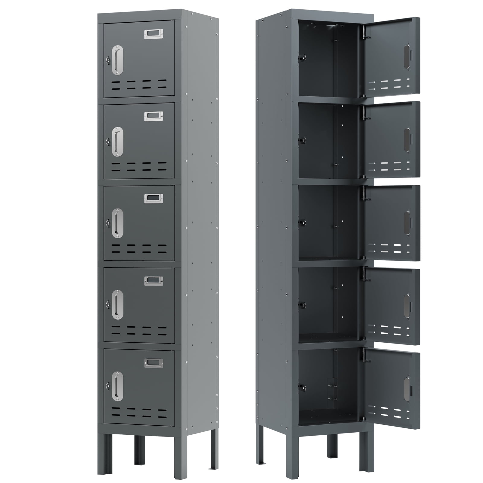 KAER Metal Locker with 5 Doors 66“ Storage Locker for Employees ...