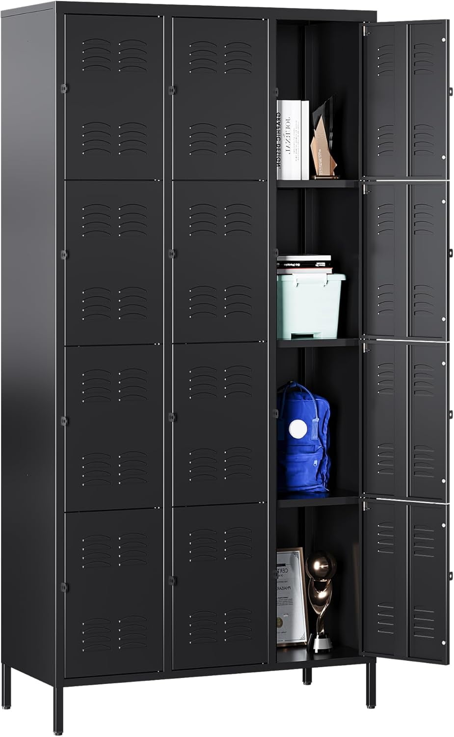 Metal Locker Storage Cabinet for Employees 72" Tall with 12 Doors Black ...