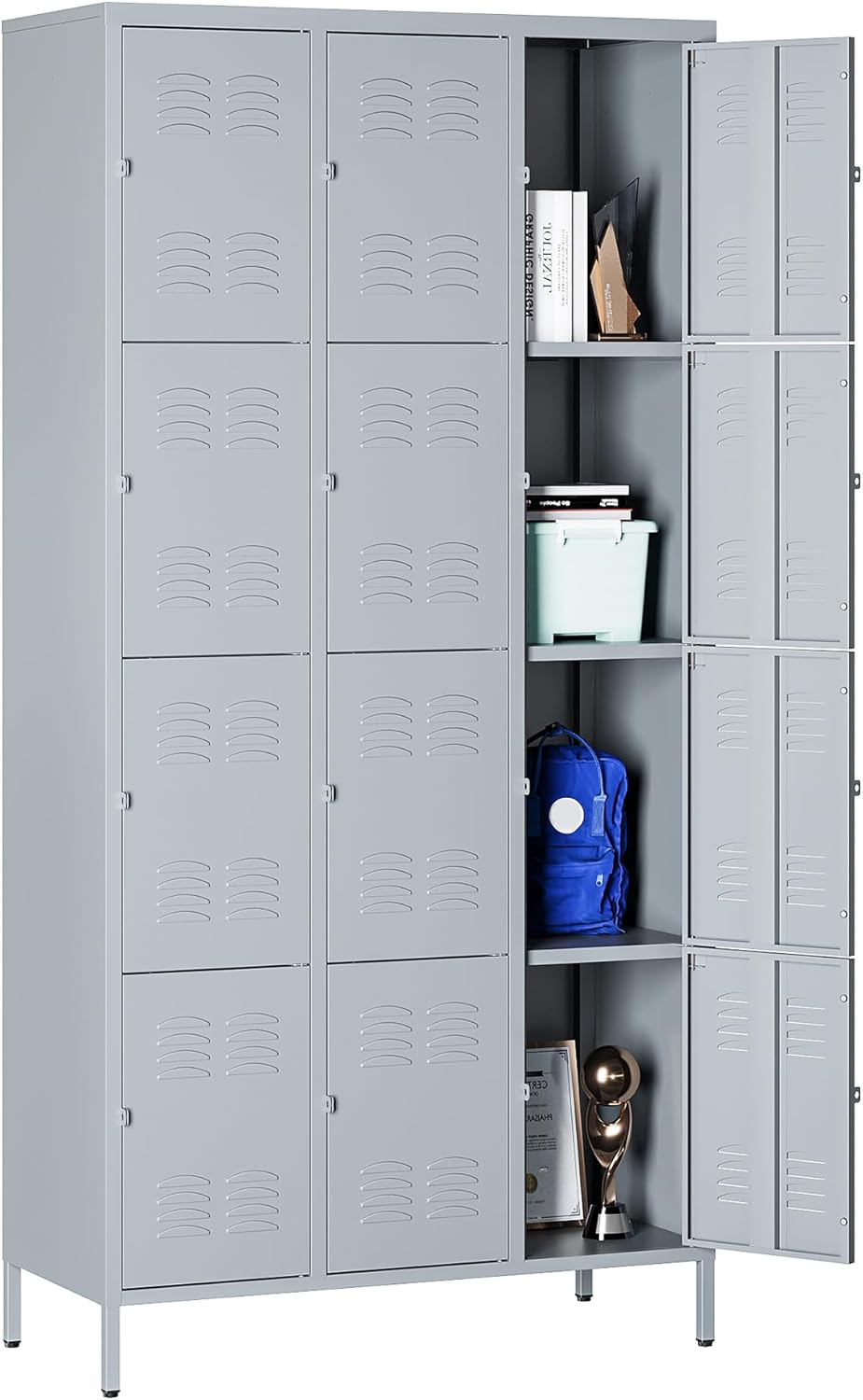 Metal Locker Storage Cabinet for Employees 72" Tall with 12 Doors Gray ...