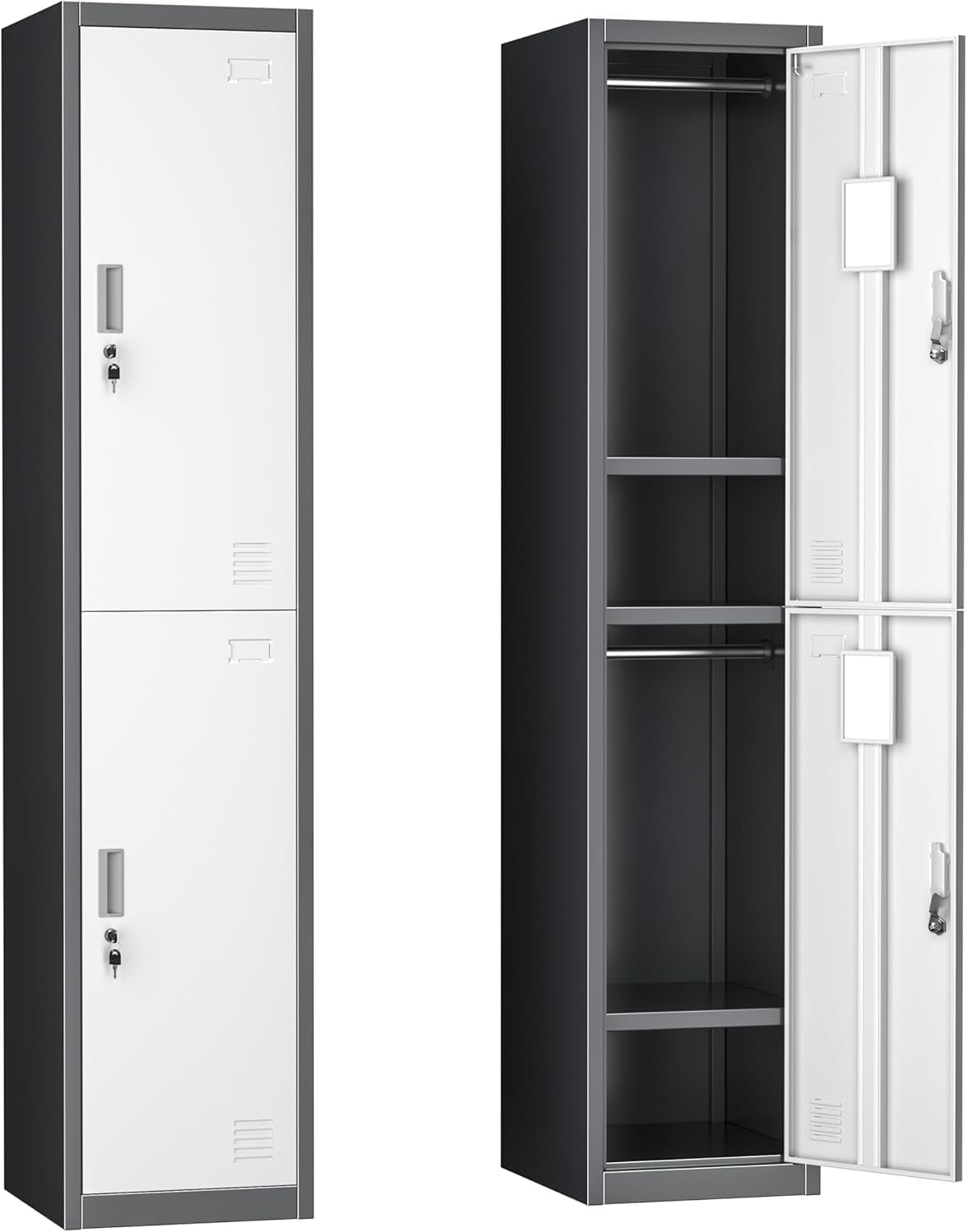 Metal Locker Storage Cabinet with 2 Doors, Employee Lockers with Doors ...