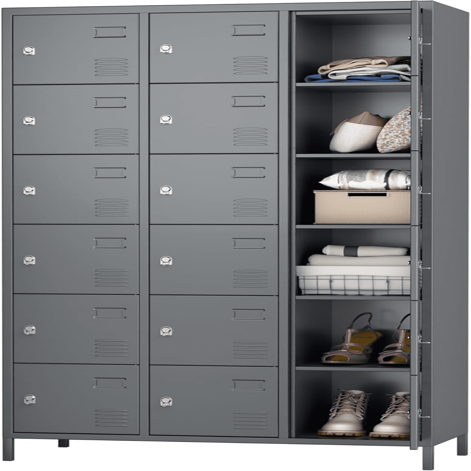 Metal Locker Storage Cabinet with 6 Doors 72" Tall Locker for Employees ...