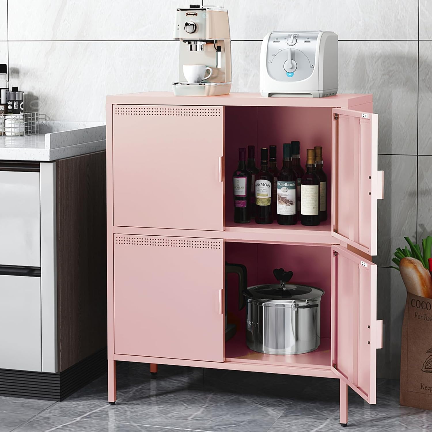 Metal Locker Storage Cabinet with Doors and Shelves, Steel Office ...