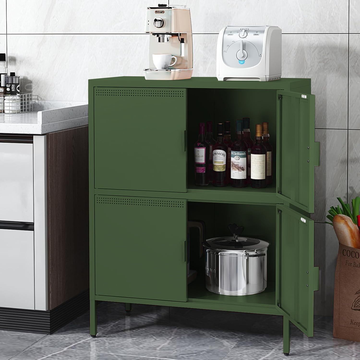 Metal Locker Storage Cabinet with Doors and Shelves, Steel Office ...