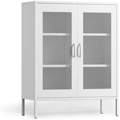 Metal Locker Storage Mesh Cabinet with Leg and Adjustable Shelves ...