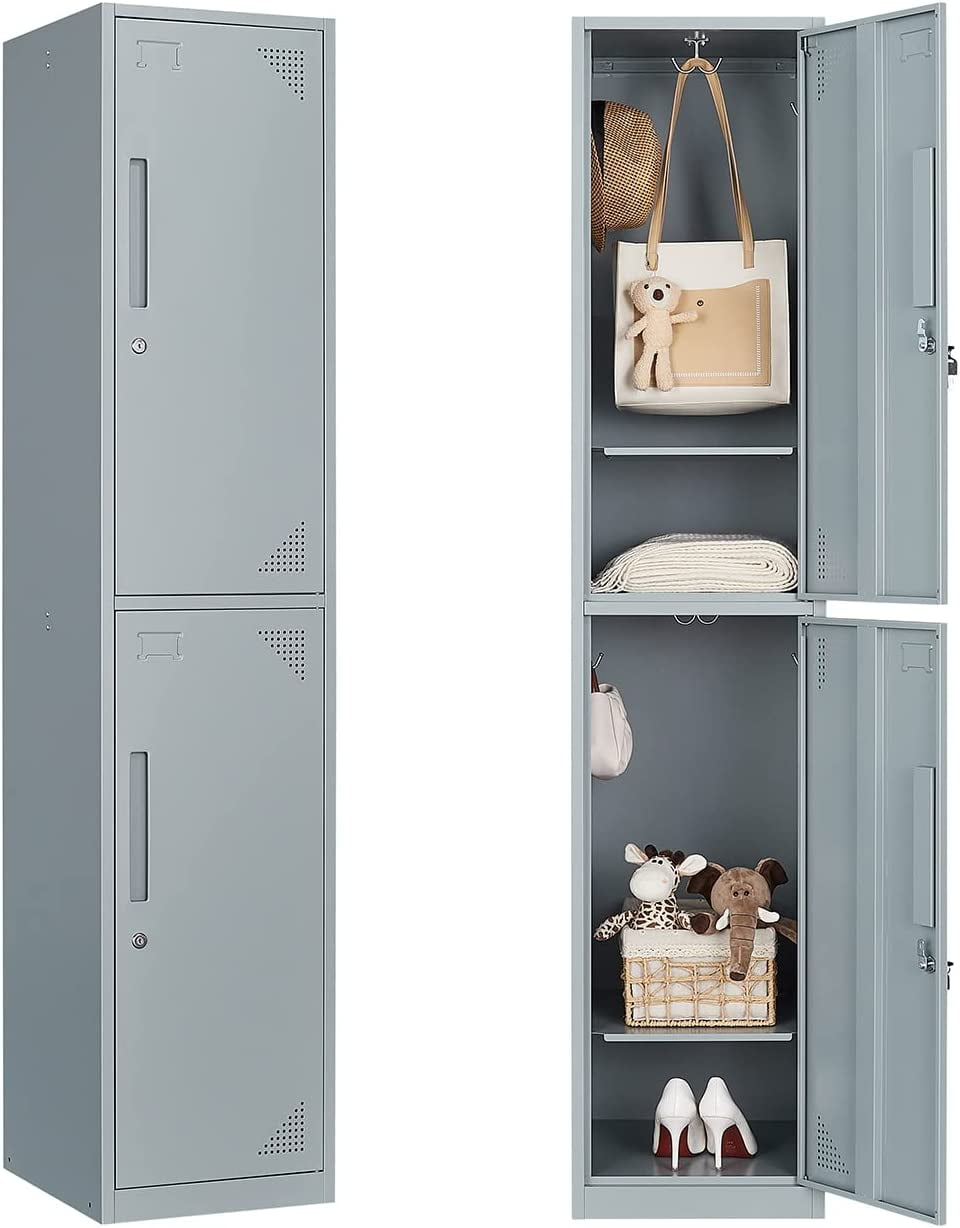 Metal Locker White Steel Storage Cabinet with 3 Doors for Office School ...