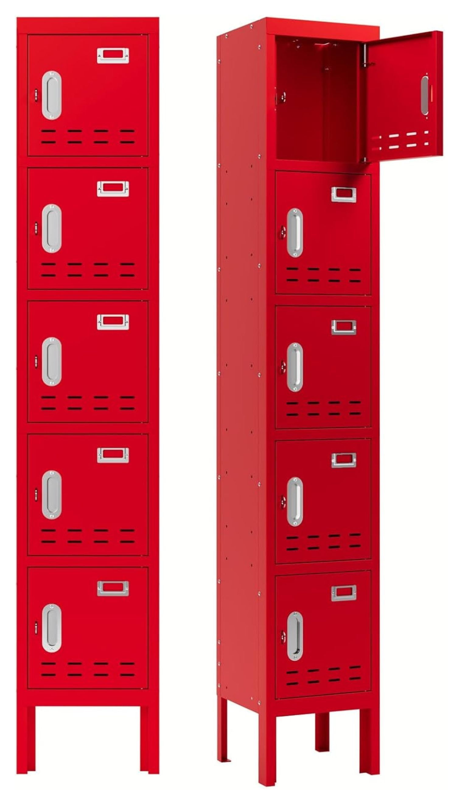 Metal Locker With 5 Doors, Card Slot, Lockable Steel Storage for ...