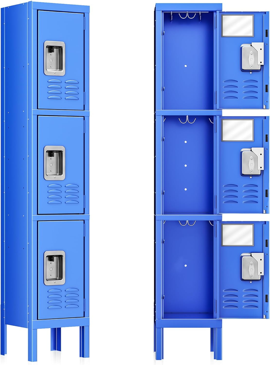 Metal Locker for Employees, Office Storage Lockers 3-Tier Steel Lockers ...
