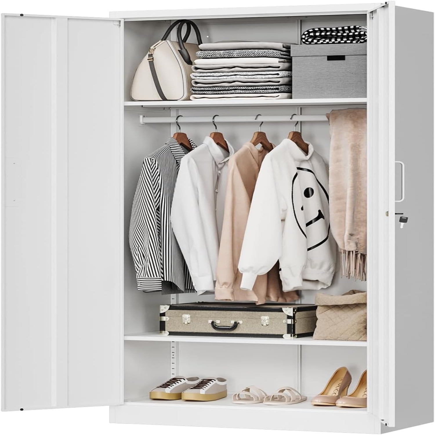 Metal Locker with 2 Doors Sideboard Cabinets for Kitchen Pantry Office ...