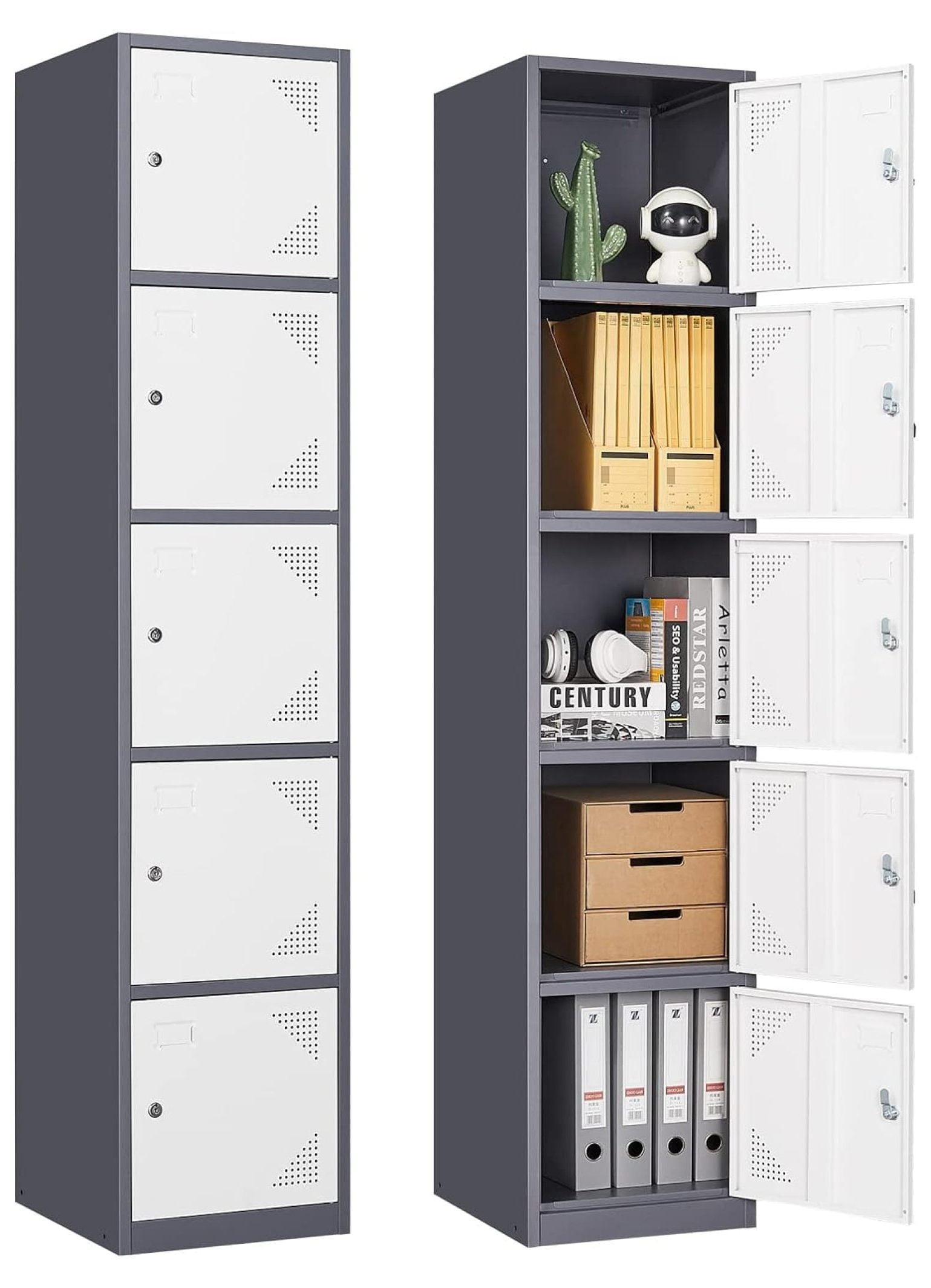 Metal Locker with 5 Doors, 71" Lockers for Employees Steel Storage ...