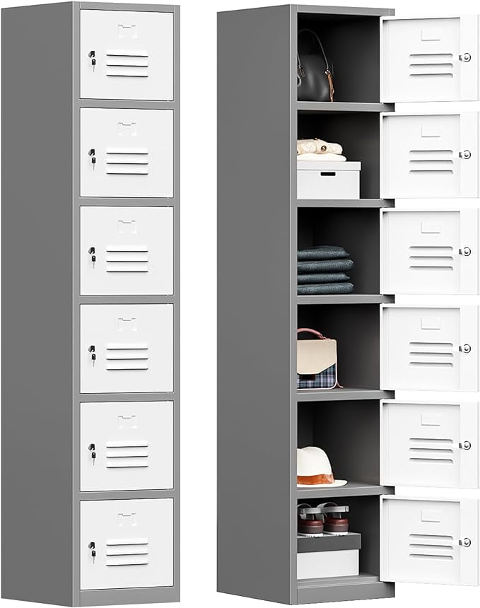 Metal Locker with 6 Doors, 71" Tall Storage Locker for Employees ...