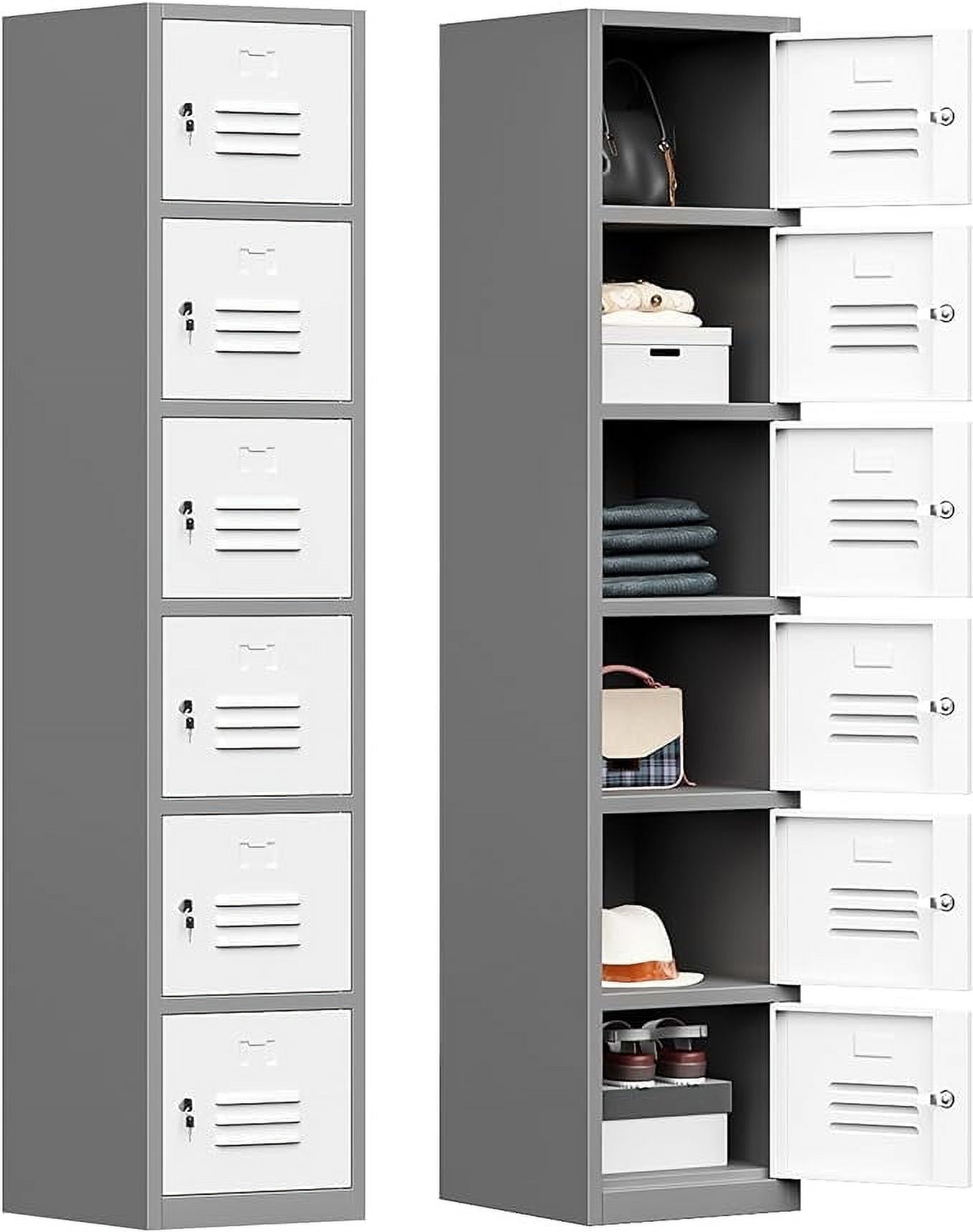 Metal Locker with 6 Doors, 71" Tall Storage Locker for Employees ...