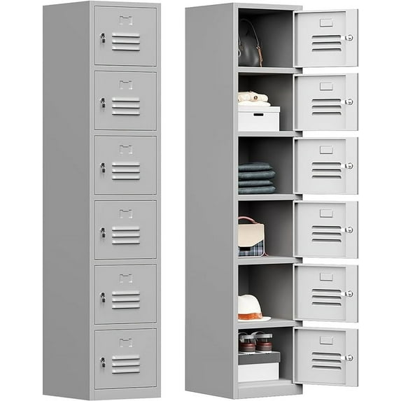 Metal Locker with 6 Doors, 71" Tall Storage Locker for Employees ...